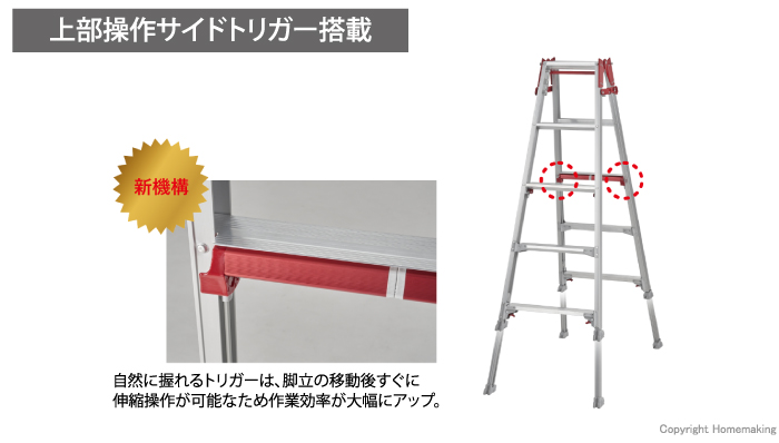 ハセガワ はしご兼用伸縮脚立(上部操作タイプ) シャガマン 4尺: 他:RYR-12|ホームメイキング【電動工具・大工道具・工具・建築金物 ...